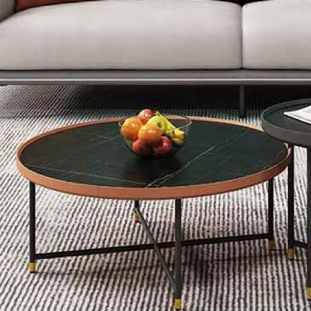 MESITA DE CENTRO CT-764# 31054# 80X40CM REDONDA STONE BLACK | Econoprecios